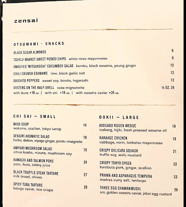 Menu from Sake No Hana| Fine Dining in NYC Modern Japanese – Dishes ...